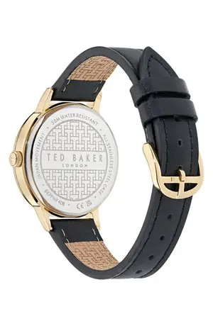 Ted Baker London Phylipa Recycled Stainless Steel Leather Strap Watch