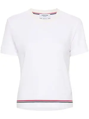 Thom Browne Rwb-stripe Piqué-knit Top - White
