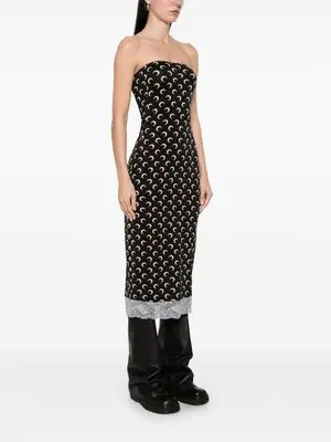 MARINE SERRE Moon-logo Strapless Midi Dress - Black