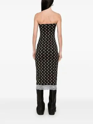 MARINE SERRE Moon-logo Strapless Midi Dress - Black