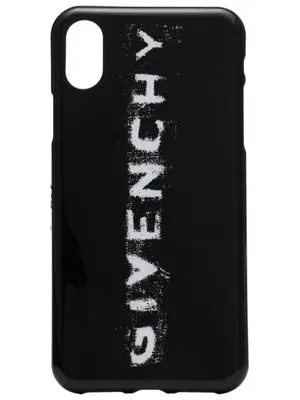 Givenchy And White Faded Logo Print Iphone X Phone Case - Black