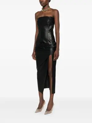Attico Leather Midi Dress - Black