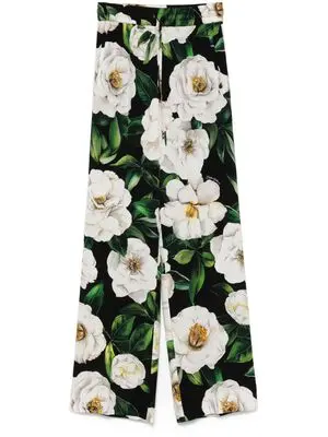 Dolce & Gabbana Floral-print Trousers - Green