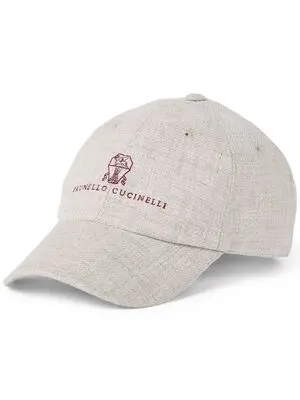 Brunello Cucinelli Embroidered Flannel Cap - Neutrals