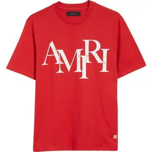 Amiri Stagge Logo Cotton Graphic T-shirt - Red