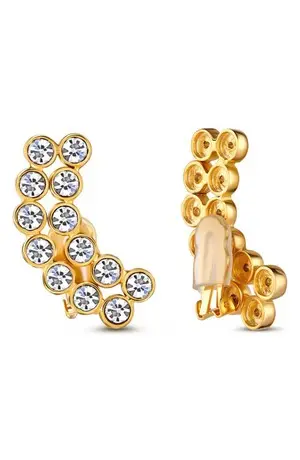 CHRISTINA CARUSO Pavé Crystal Clip-on Ear Climbers - 14k Gold