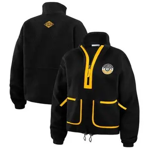 WEAR BY ERIN ANDREWS Pittsburgh Steelers Polar Fleece Half-zip Jacket - Black