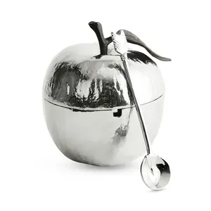 Michael Aram Apple Honey Pot With Spoon - Silver