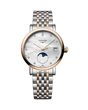 LONGINES Elegant Moonphase 30mm Watch - Silver/two-tone