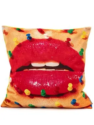 SELETTI X Toiletpaper Mouth With Pins-print Padded Cushion - Red