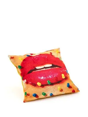 SELETTI X Toiletpaper Mouth With Pins-print Padded Cushion - Red