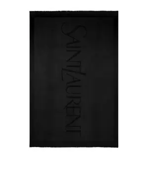 Saint Laurent Wool Logo Scarf - Black