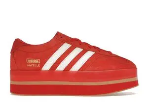 Adidas Gazelle Stack Sneakers - Red/cream White/gold Metallic