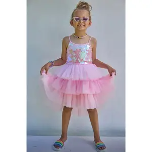 LOLA + THE BOYS Paillette Tiered Tulle Dress - Pink