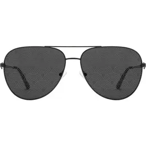 Kurt Geiger 65mm Oversize Pilot Sunglasses - Black/ Rainbow Mirror