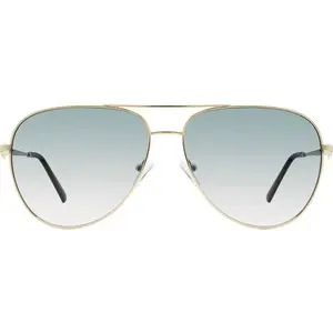 Kurt Geiger 65mm Oversize Pilot Sunglasses - Gold/ Green Pink Gradient
