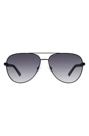 Kurt Geiger Oversized Aviator Sunglasses - Black/ Smoke Gradient