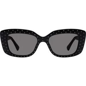 Kurt Geiger 52mm Rectangular Sunglasses - Size-black/ Smoke