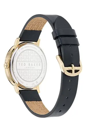 Ted Baker London Floral Leather Strap Watch - Black