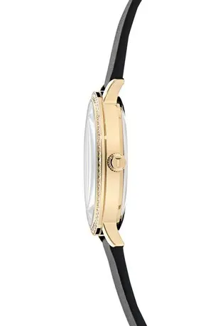 Ted Baker London Floral Leather Strap Watch - Black