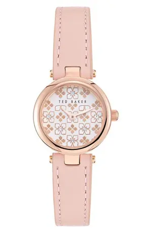 Ted Baker London Jolyye Leather Strap Watch - Pink