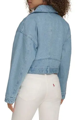 LEVI'S Denim Moto Crop Jacket - Light Wash Denim