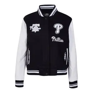 PRO STANDARD Philadelphia Phillies Faux Pearl Embellished Varsity Jacket - Black