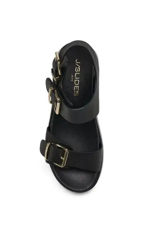 J/SLIDES NYC Brooke Wedge Sandal - Black