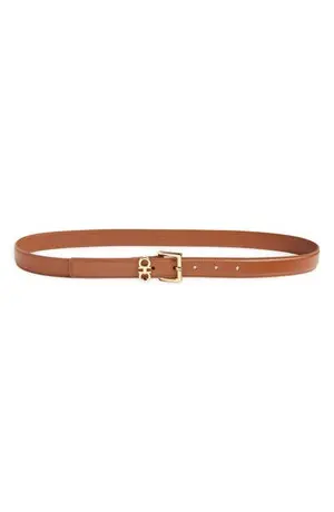 FERRAGAMO Slim Gancio Leather Belt - New Cognac