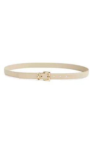 FERRAGAMO FERRAGAMO Slim Gancio Leather Belt Stone