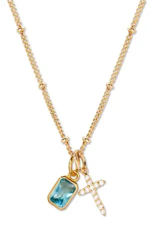 BROOK & YORK Josephine Cross & Birthday Pendant Necklace - Gold March