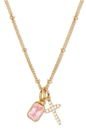 BROOK & YORK Josephine Cross & Birthday Pendant Necklace - Gold October