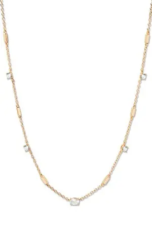 BROOK & YORK Brenna Birthstone Station Necklace - Gold April