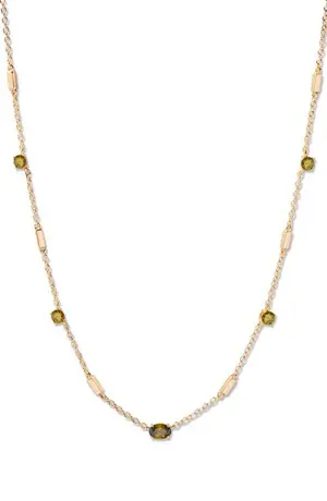BROOK & YORK Brenna Birthstone Station Necklace - Gold August