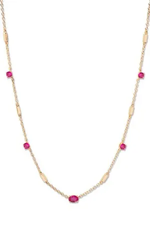 BROOK & YORK Brenna Birthstone Station Necklace - Gold July