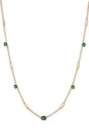 BROOK & YORK Brenna Birthstone Station Necklace - Gold May