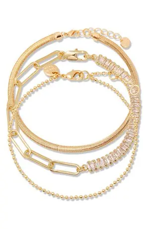 BROOK & YORK Priya Birthstone Tennis Bracelet Set - Gold April