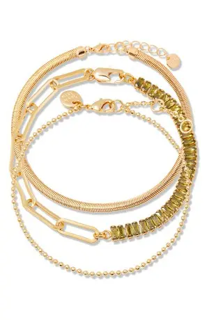 BROOK & YORK Priya Birthstone Tennis Bracelet Set - Gold August