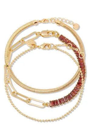 BROOK & YORK Priya Birthstone Tennis Bracelet Set - Gold January