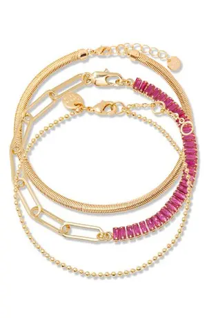 BROOK & YORK Priya Birthstone Tennis Bracelet Set - Gold July
