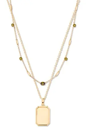 BROOK & YORK Willow Birthstone Layered Necklace - Gold August