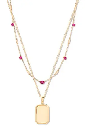 BROOK & YORK Willow Birthstone Layered Necklace - Gold July