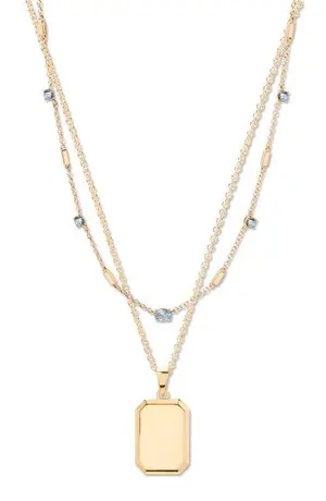 BROOK & YORK Willow Birthstone Layered Necklace - Gold March