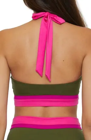 Trina Turk Color Block Halter Bikini Top