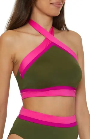 Trina Turk Color Block Halter Bikini Top
