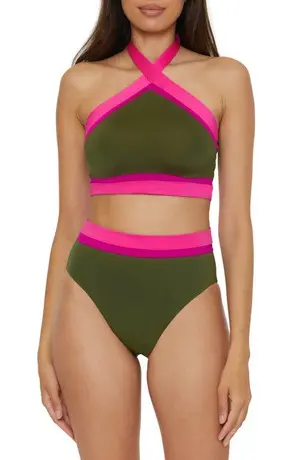 Trina Turk Color Block Halter Bikini Top