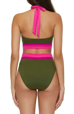 Trina Turk Color Block Halter Bikini Top
