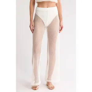 BOAMAR Atalaya Mesh Wide Leg Cover-up Pants - Vanilla