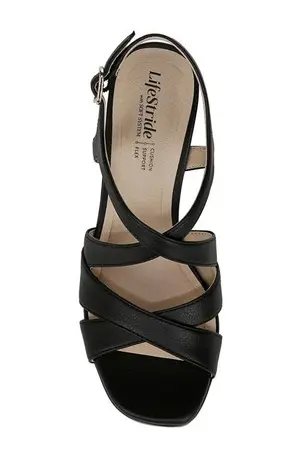 LIFESTRIDE Adrianna Slingback Platform Sandals - Black