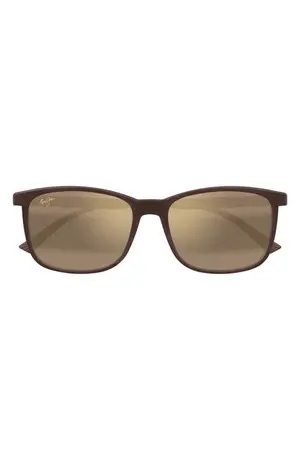 Maui Jim Hulili 57mm Polarized Rectangle Sunglasses - Brown/ Bronze